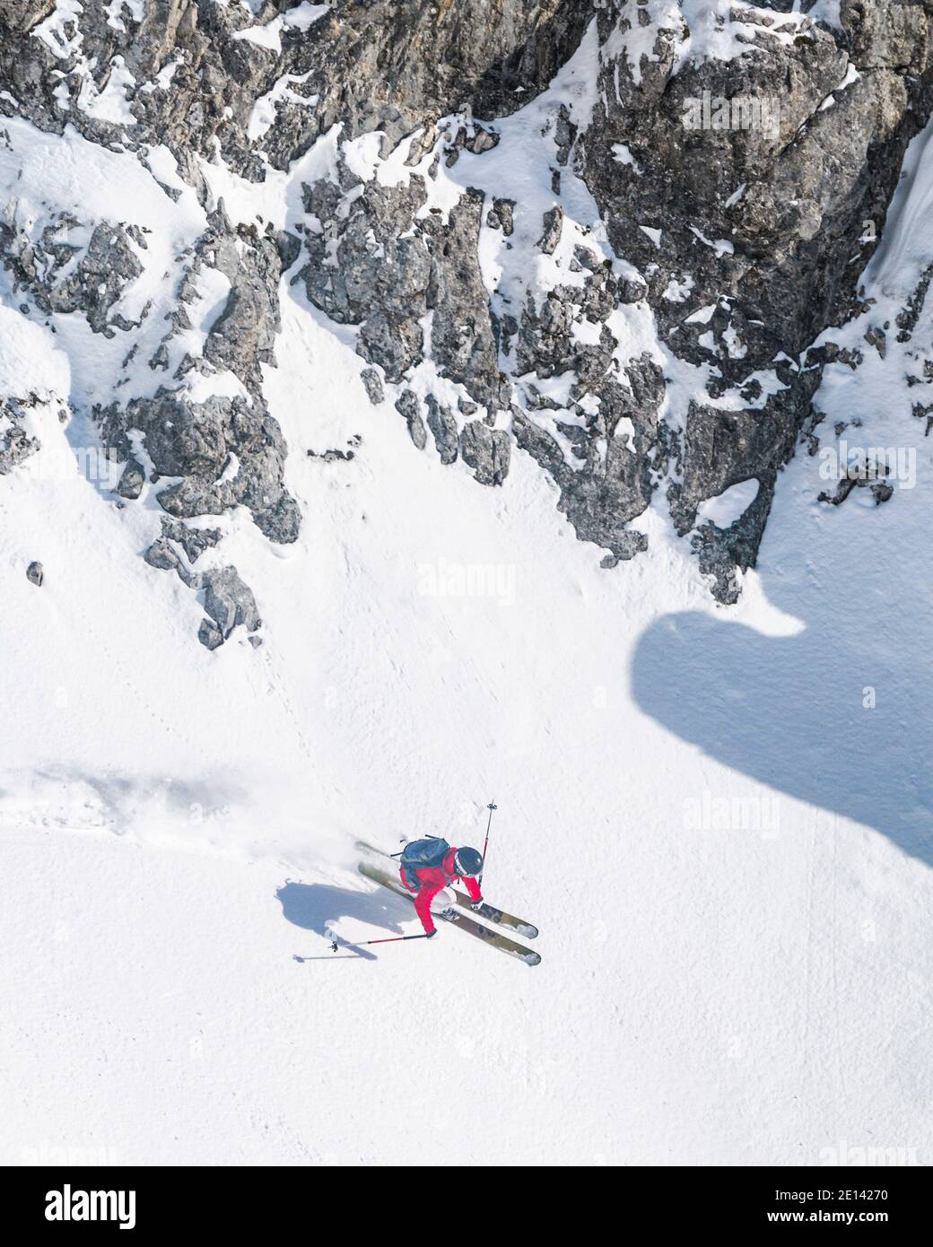 Female freeskier in backcountry Stock Photo - Alamy