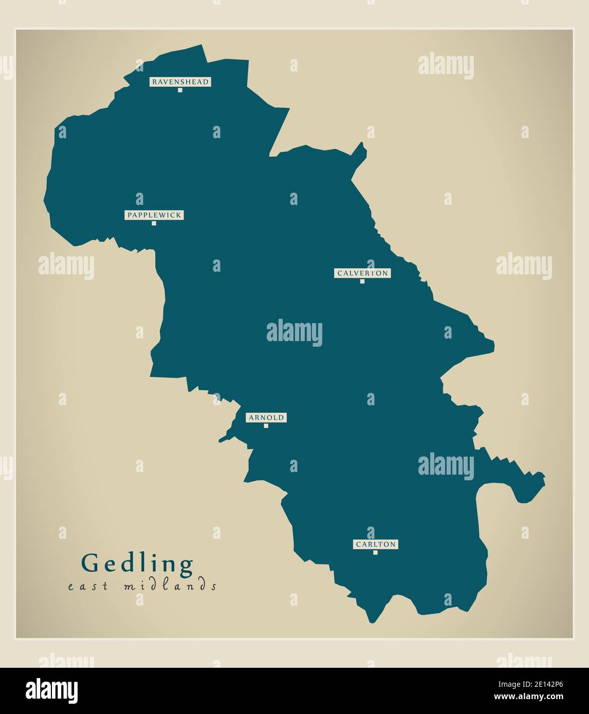Gedling district map - England UK Stock Vector Image & Art - Alamy