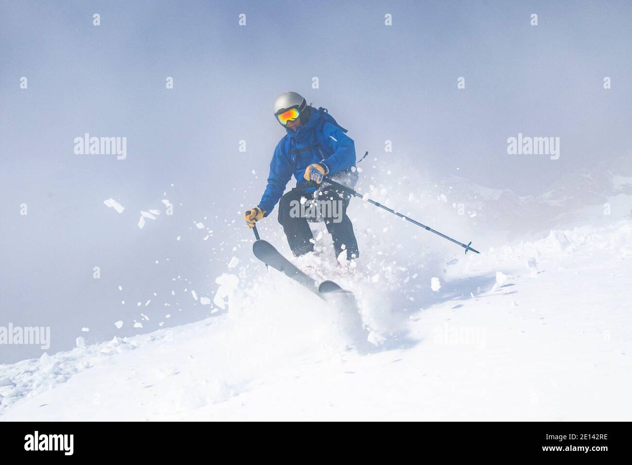 Spectacular telemark skiing in backcountry Stock Photo - Alamy