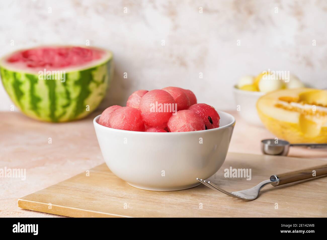Watermelon balls in bowl hi-res stock photography and images - Alamy