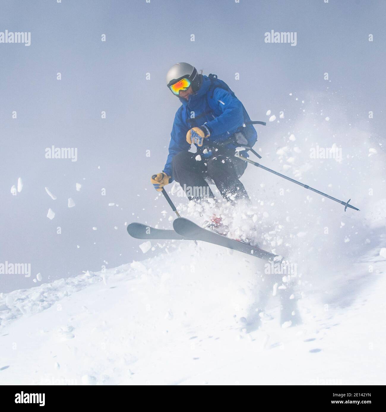 Spectacular alpine skiing in famous freeride region Stock Photo - Alamy