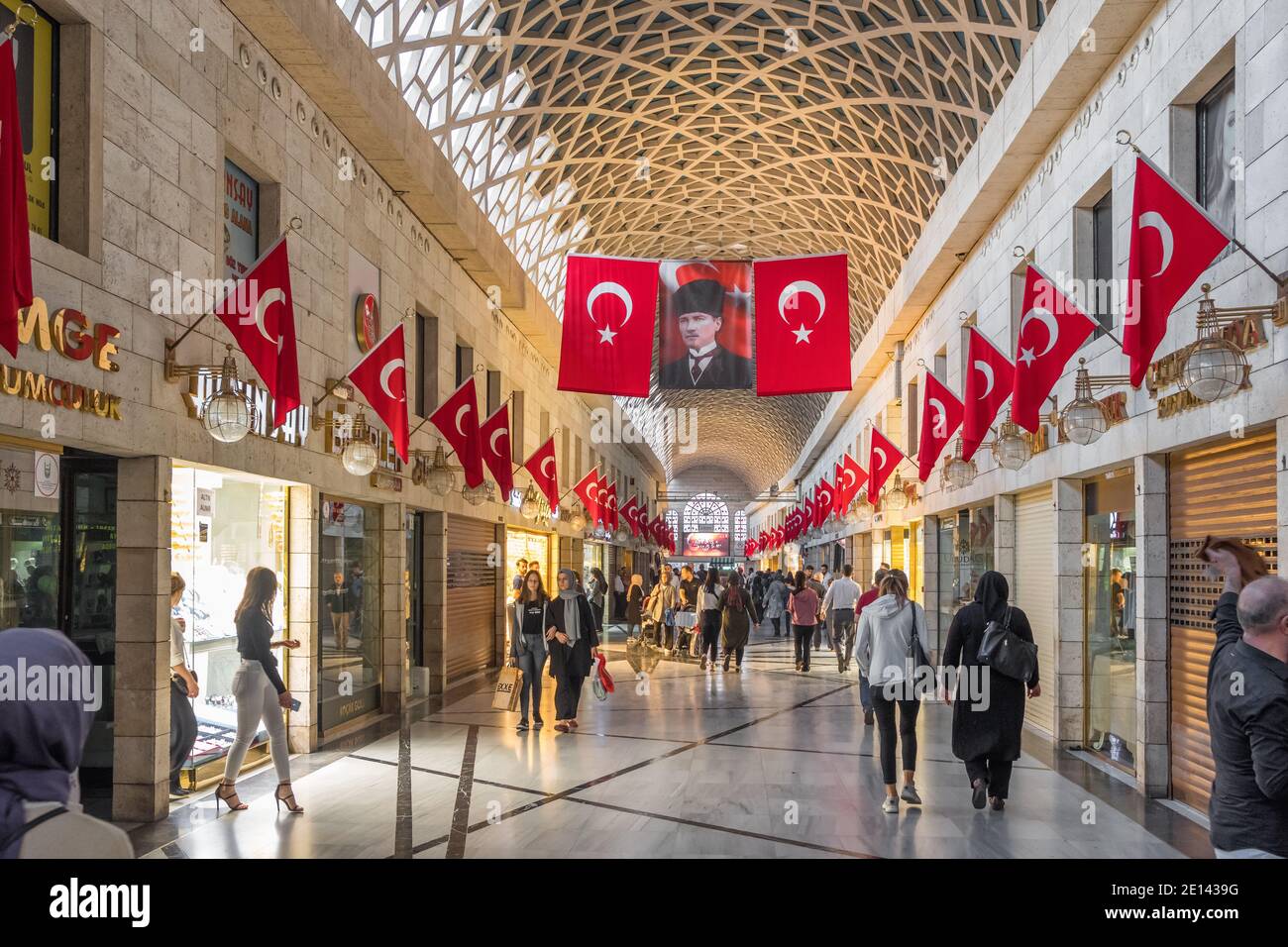 Modern and renewed part of the Grand Bazaar in Bursa city Stock Photo ...