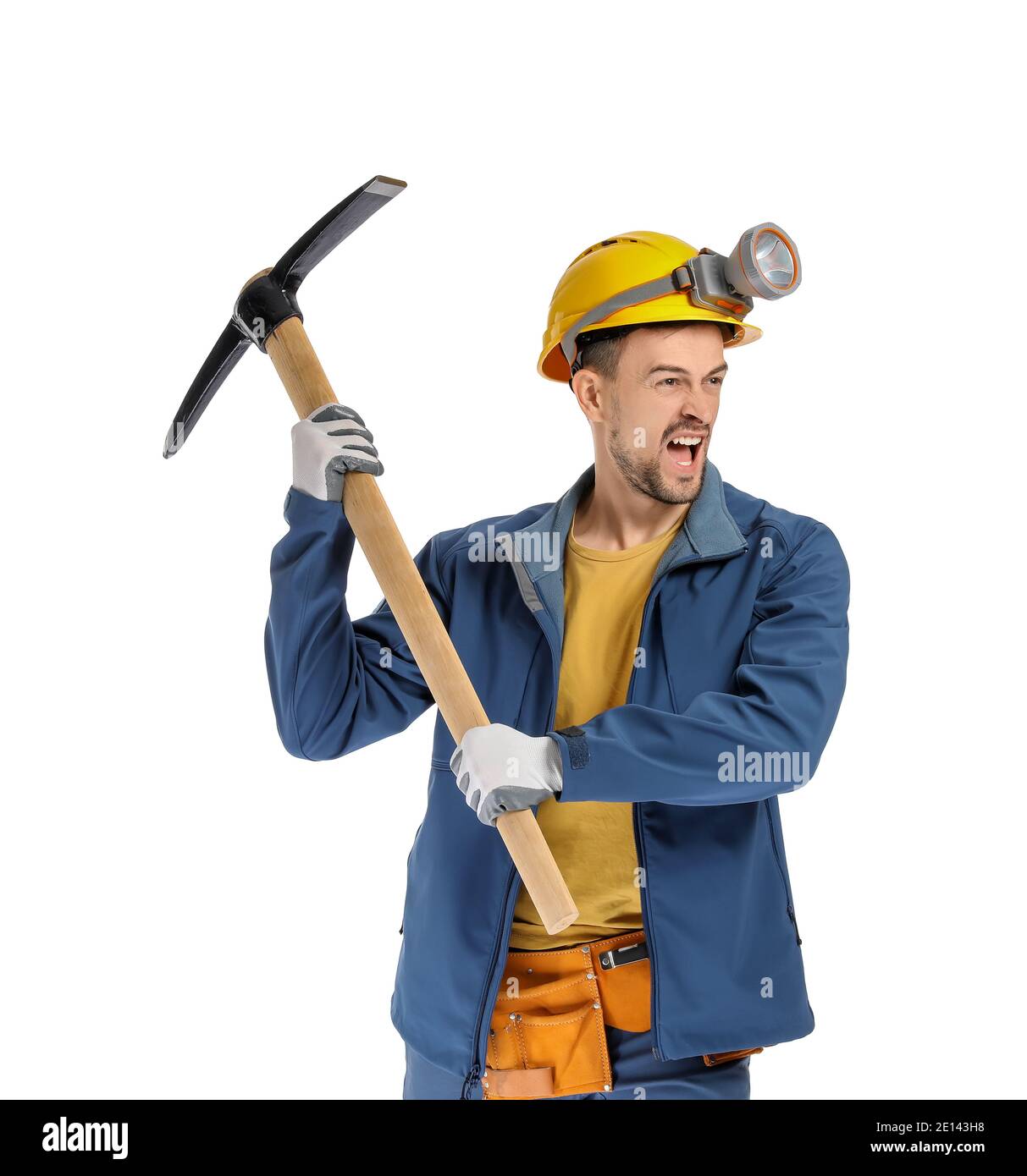 Miner man on white background Stock Photo - Alamy