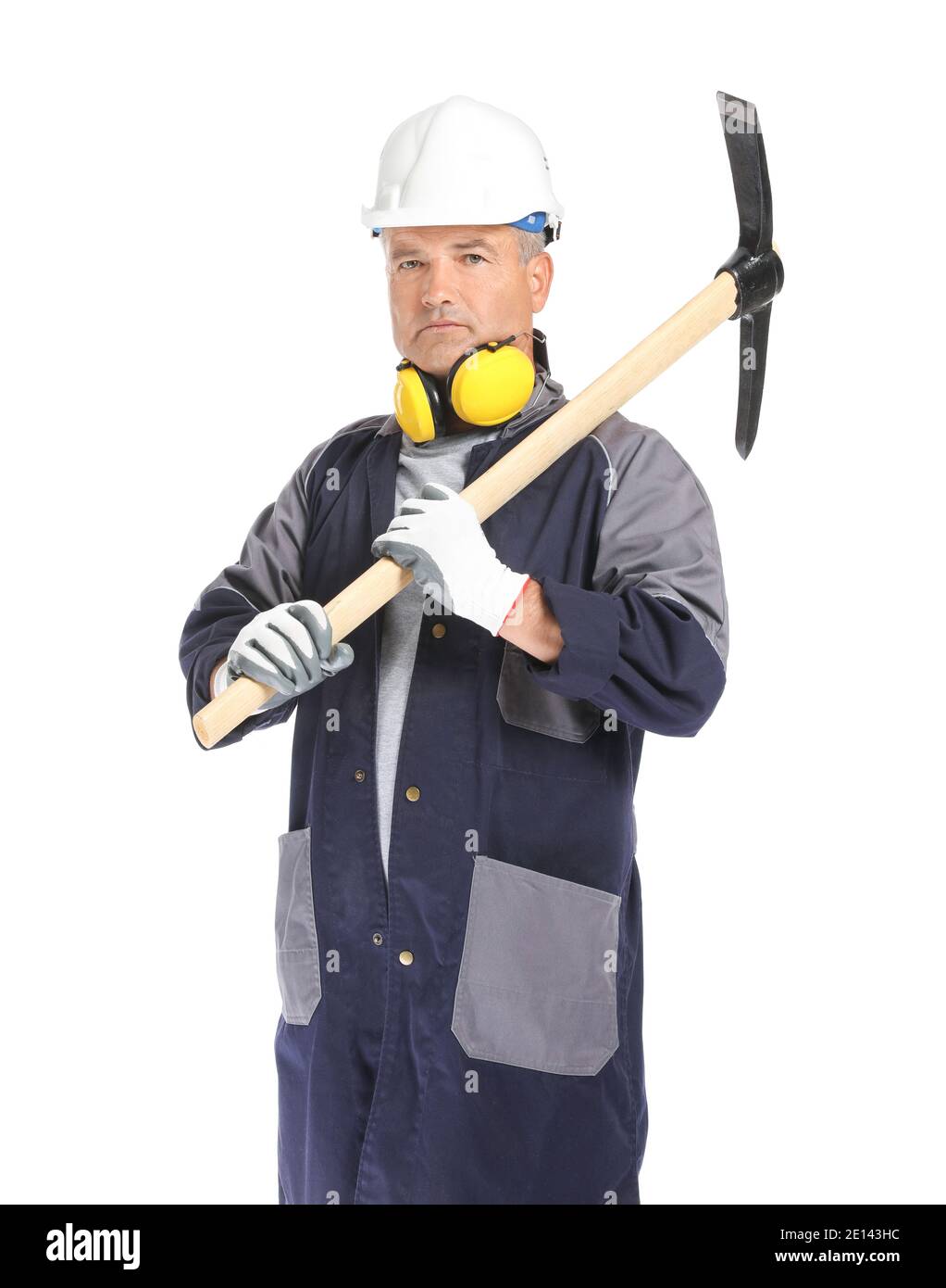 Miner man on white background Stock Photo - Alamy