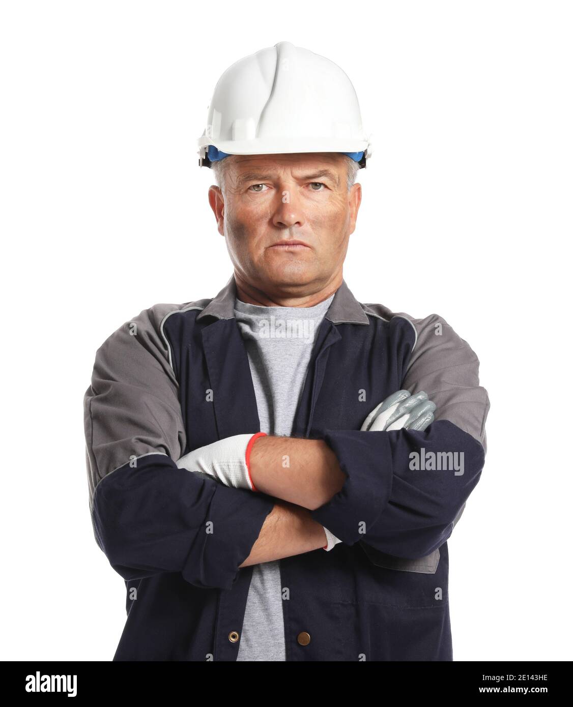 Miner man on white background Stock Photo - Alamy