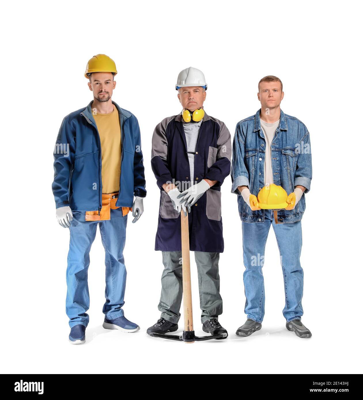 Miner men on white background Stock Photo - Alamy