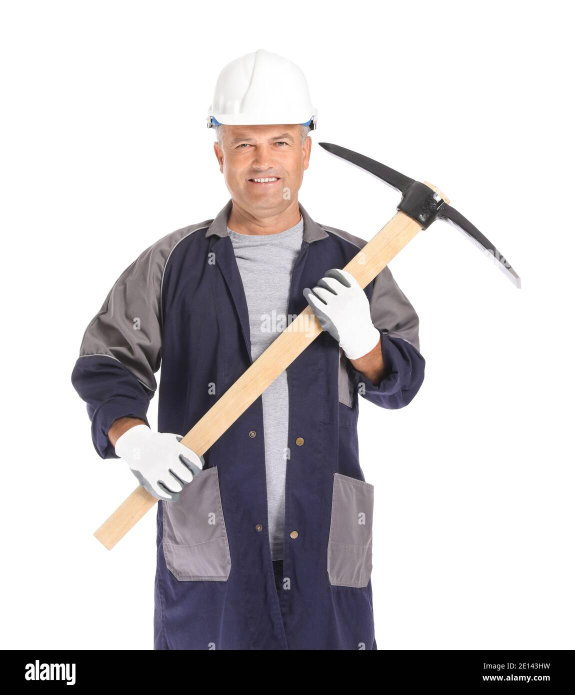 Miner man on white background Stock Photo - Alamy