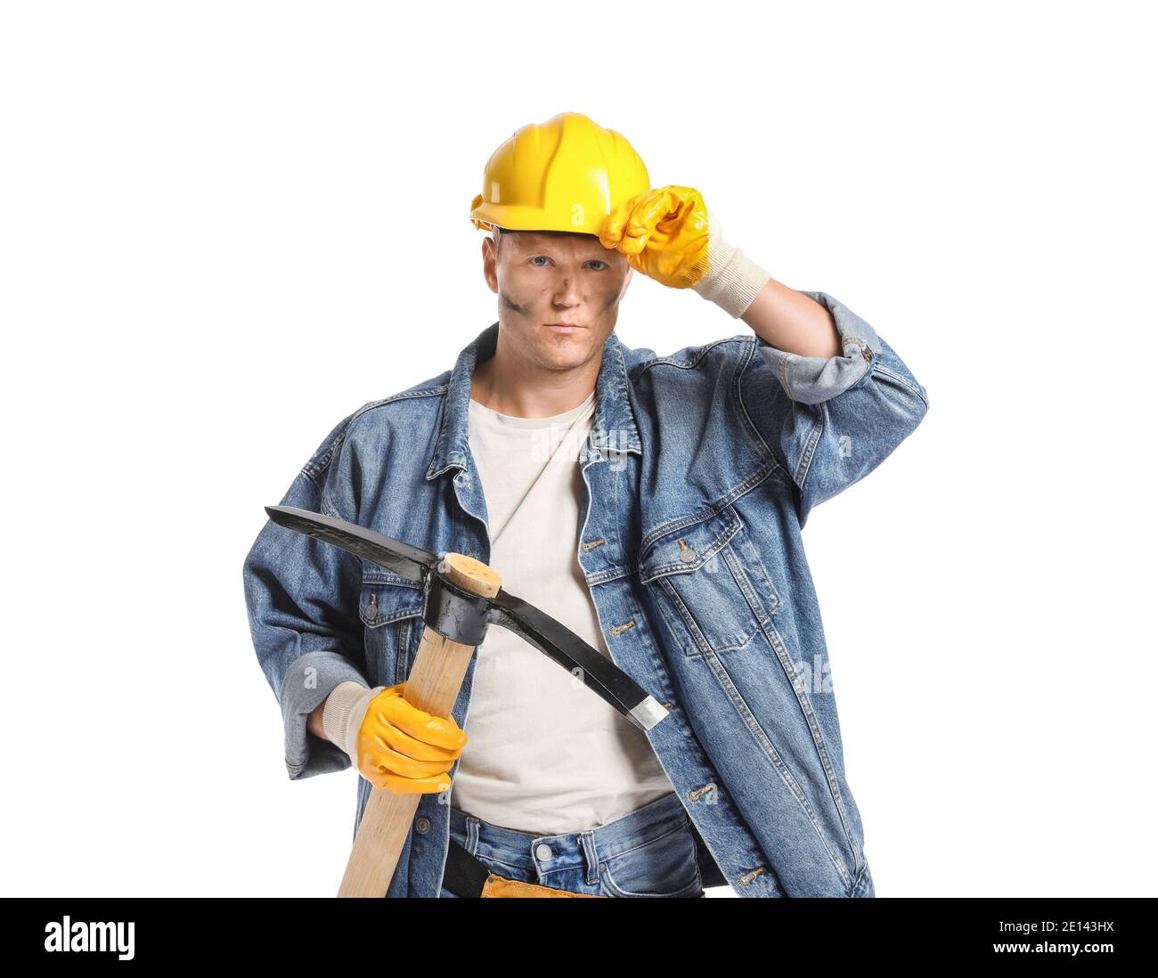 Miner man on white background Stock Photo - Alamy