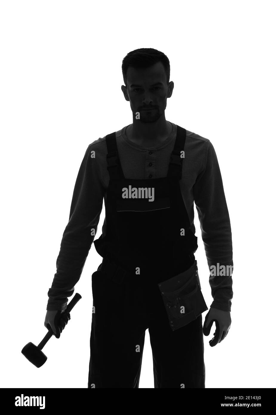 Silhouette of miner man on white background Stock Photo - Alamy