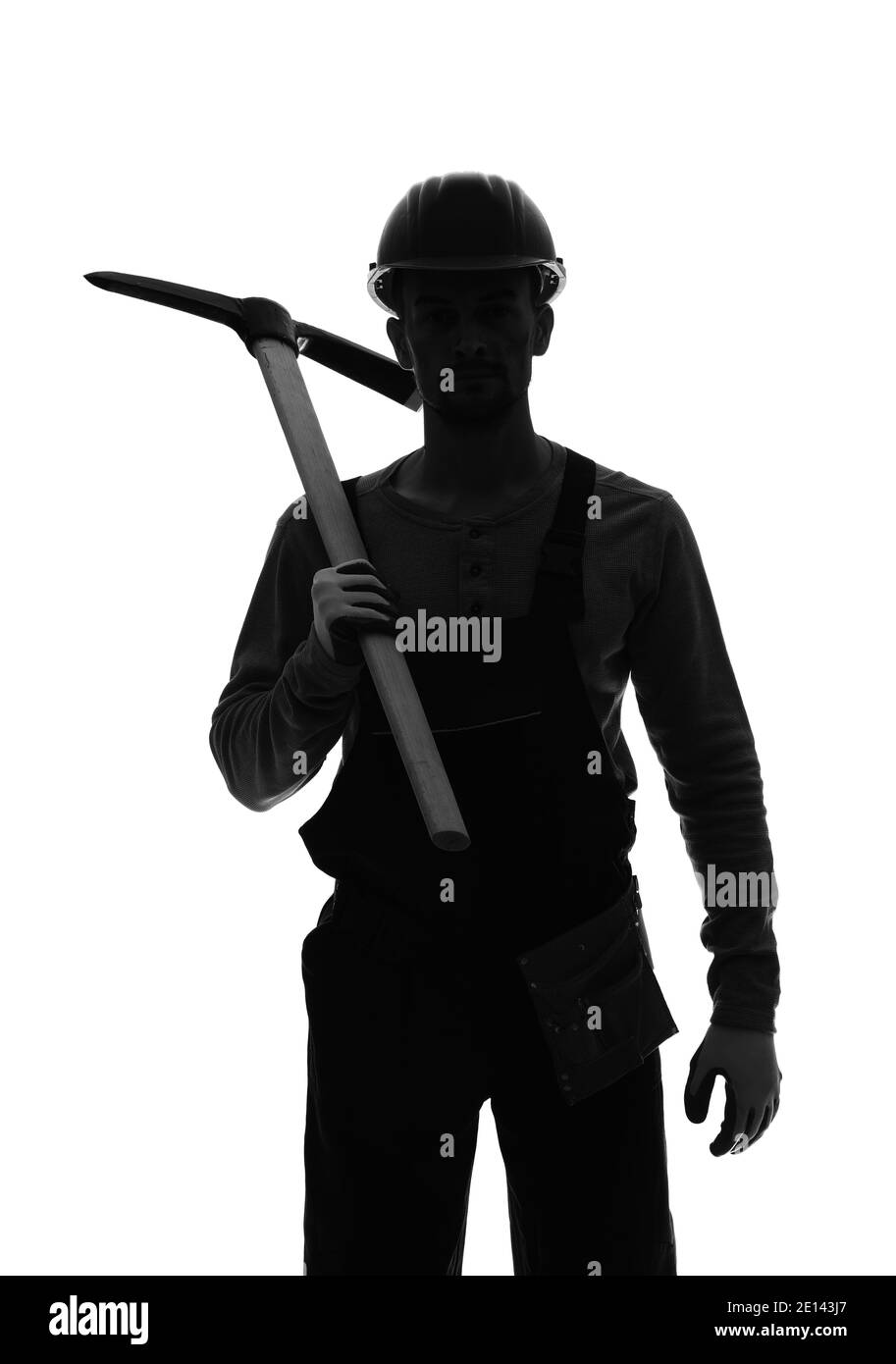 Silhouette of miner man on white background Stock Photo - Alamy