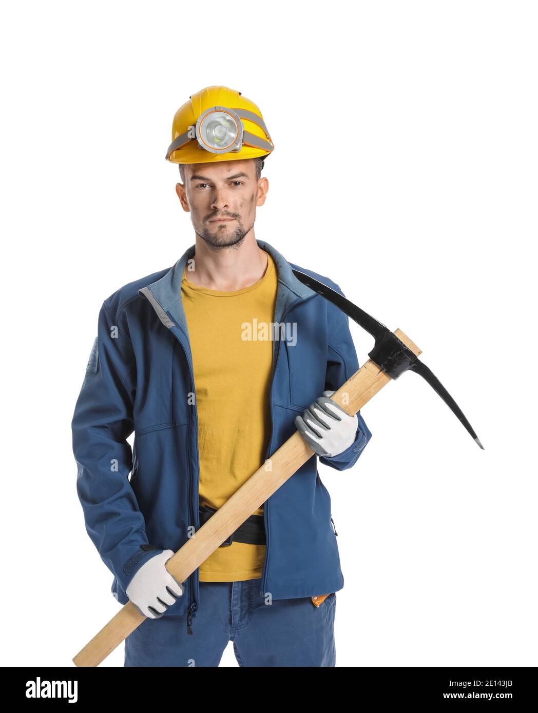 Miner man on white background Stock Photo - Alamy