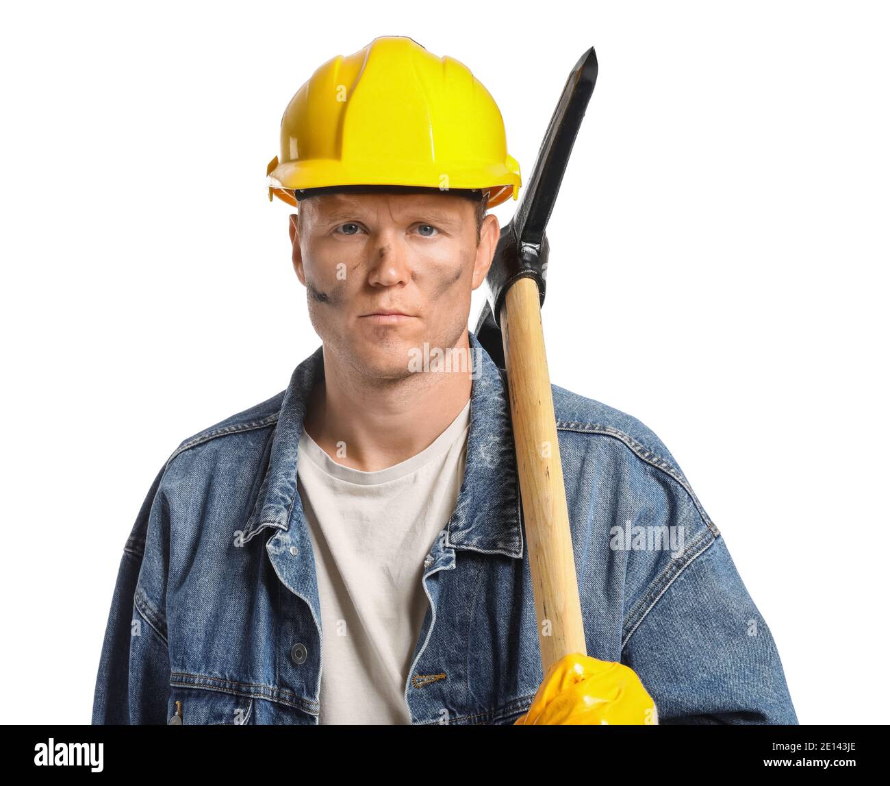 Miner man on white background Stock Photo - Alamy