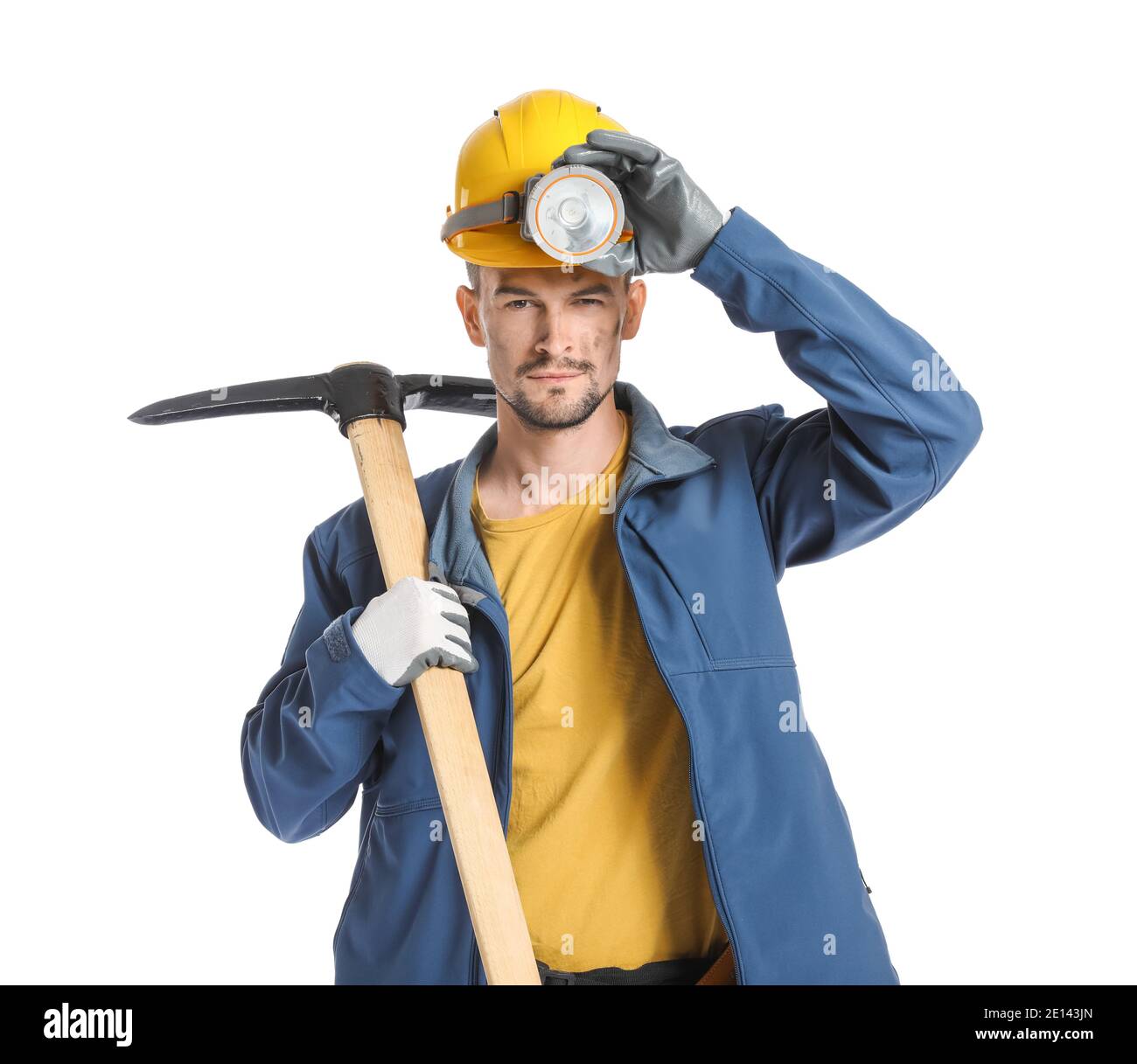 Miner man on white background Stock Photo - Alamy