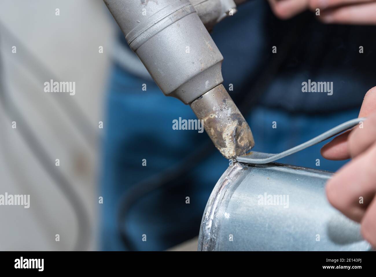 Making Metal Connection By Soldering - Closeup Soldering Iron Stock ...