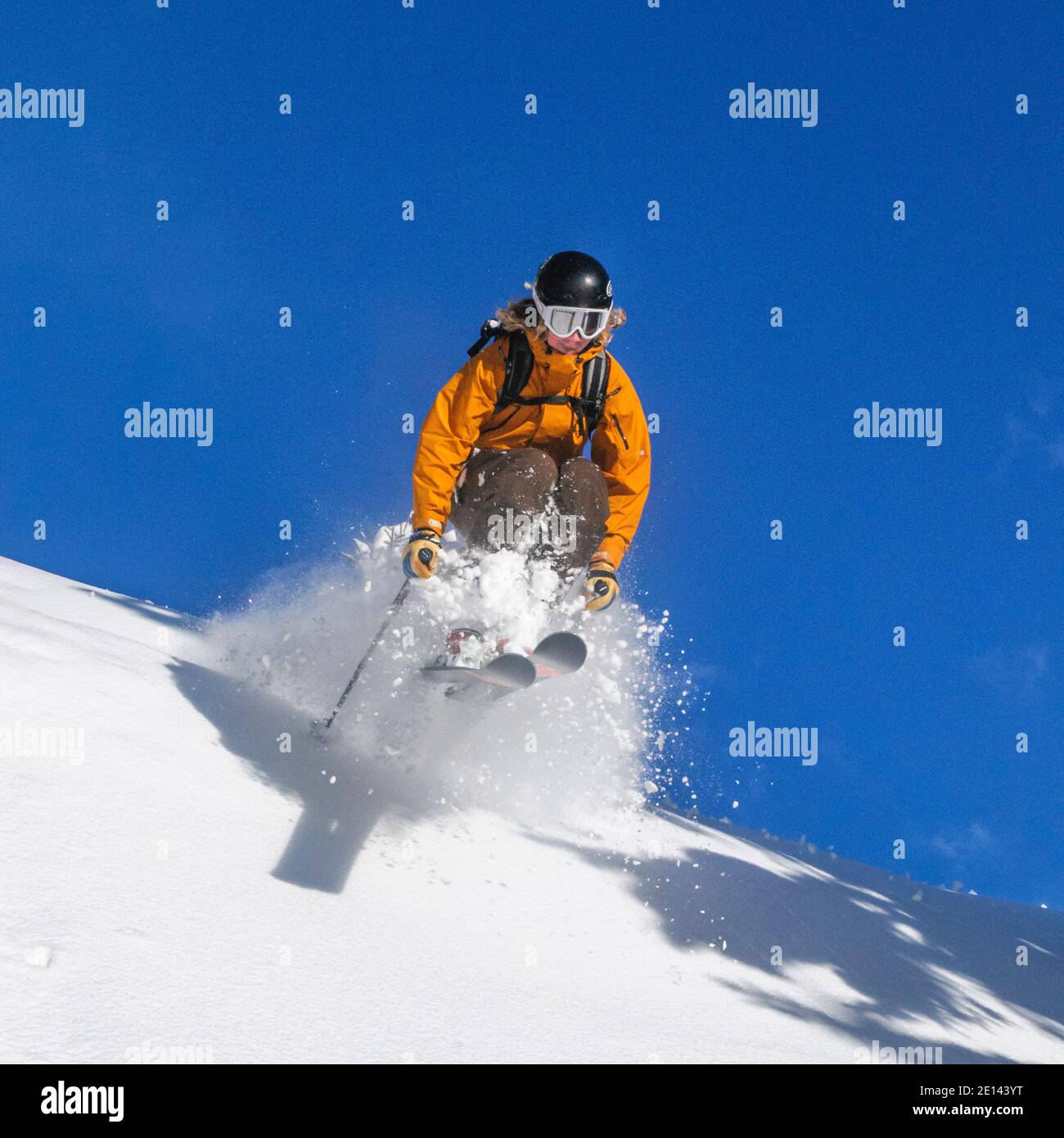 Spectacular telemark skiing in backcountry Stock Photo - Alamy