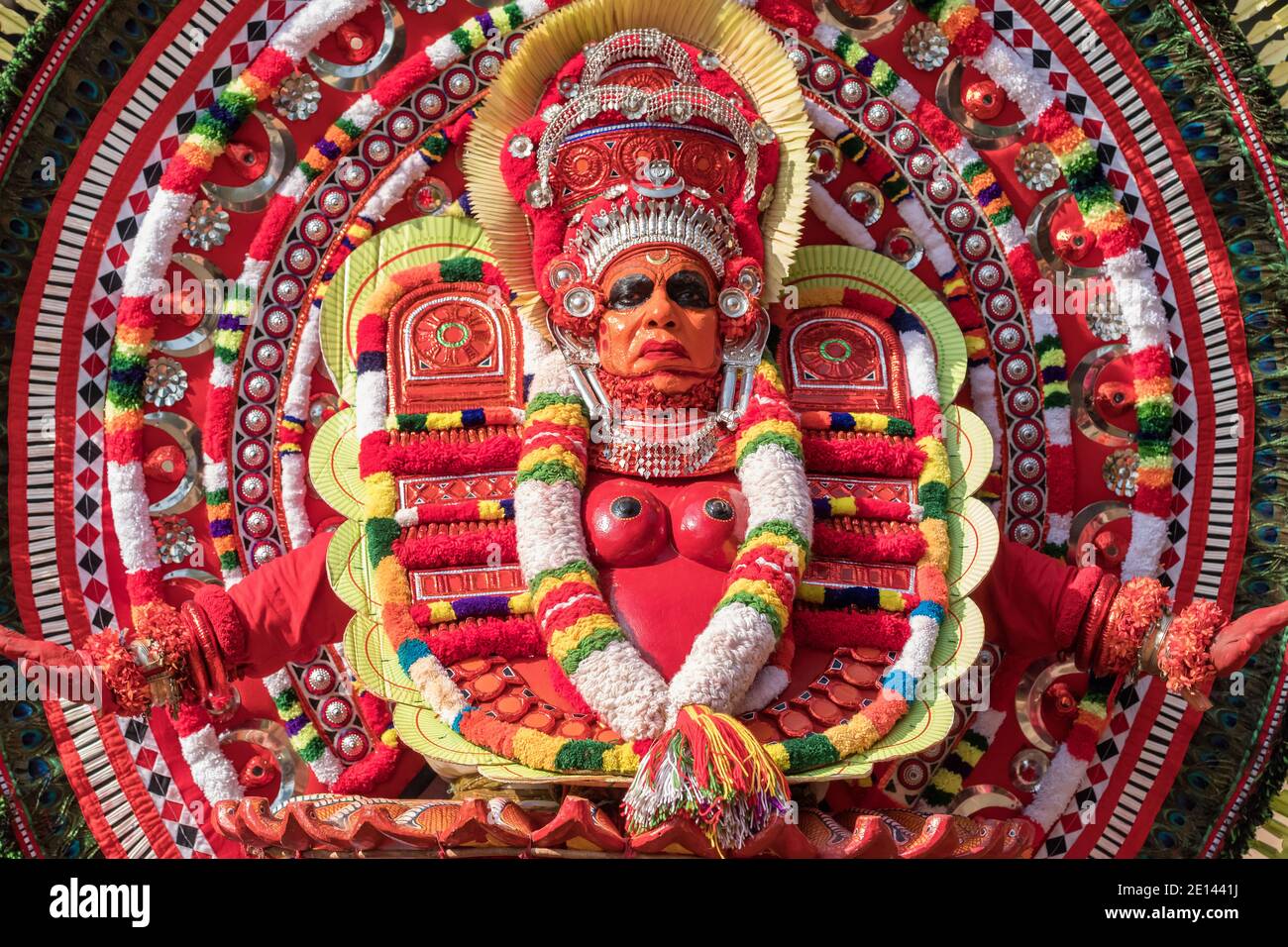 Theyyam artist perform during temple festival in Payyanur, Kerala ...