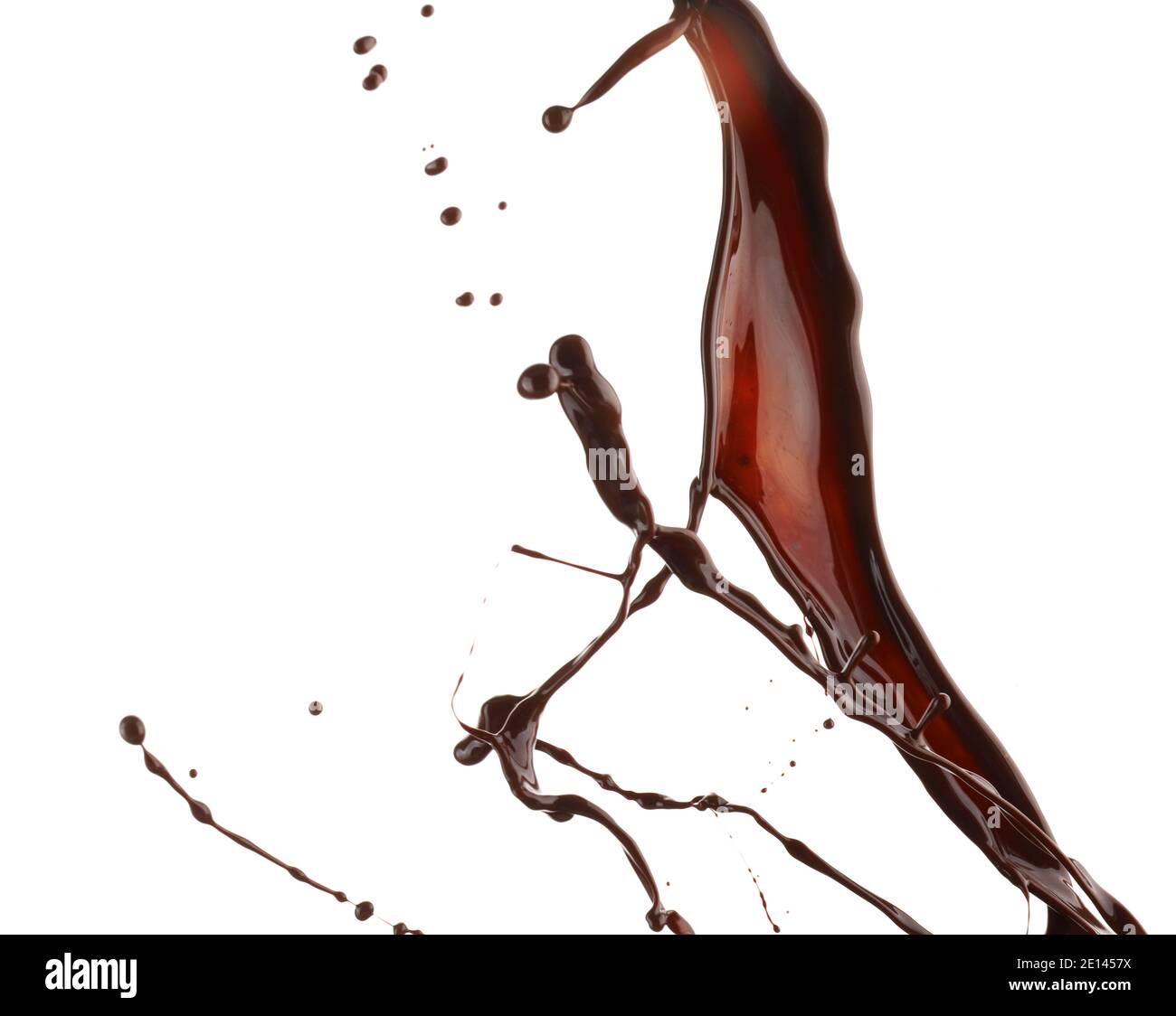 Splash of hot chocolate on white background Stock Photo - Alamy