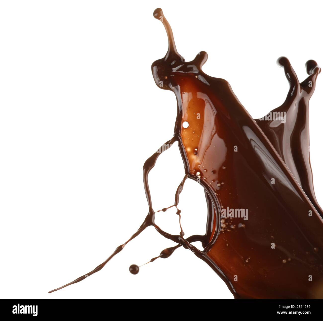 Splash of hot chocolate on white background Stock Photo - Alamy