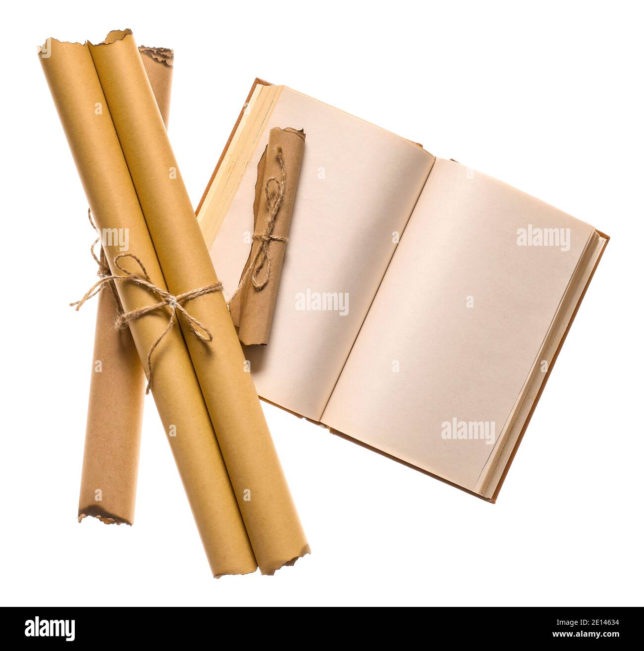 Old book with scrolls on white background Stock Photo - Alamy