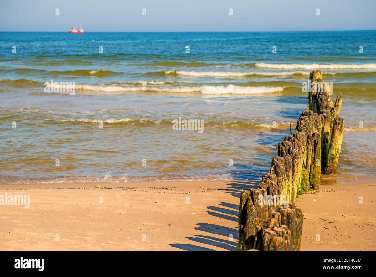 Old Groins In The Baltic Sea With Blue Sky Stock Photo - Alamy