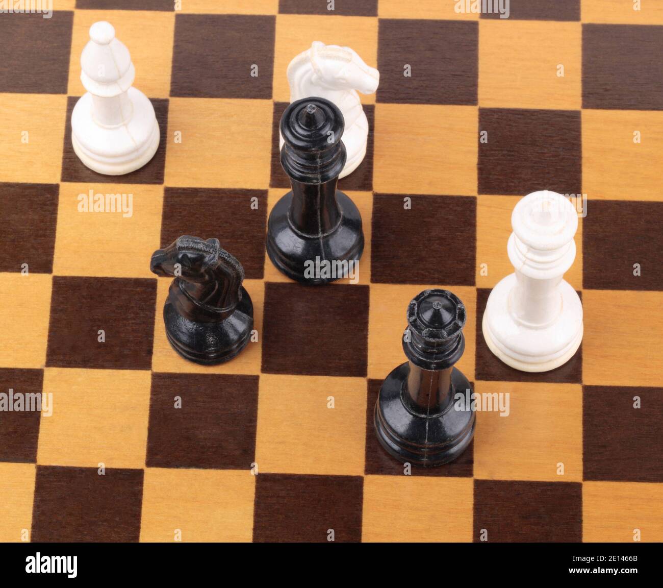 wooden checkerboard with figures Stock Photo - Alamy