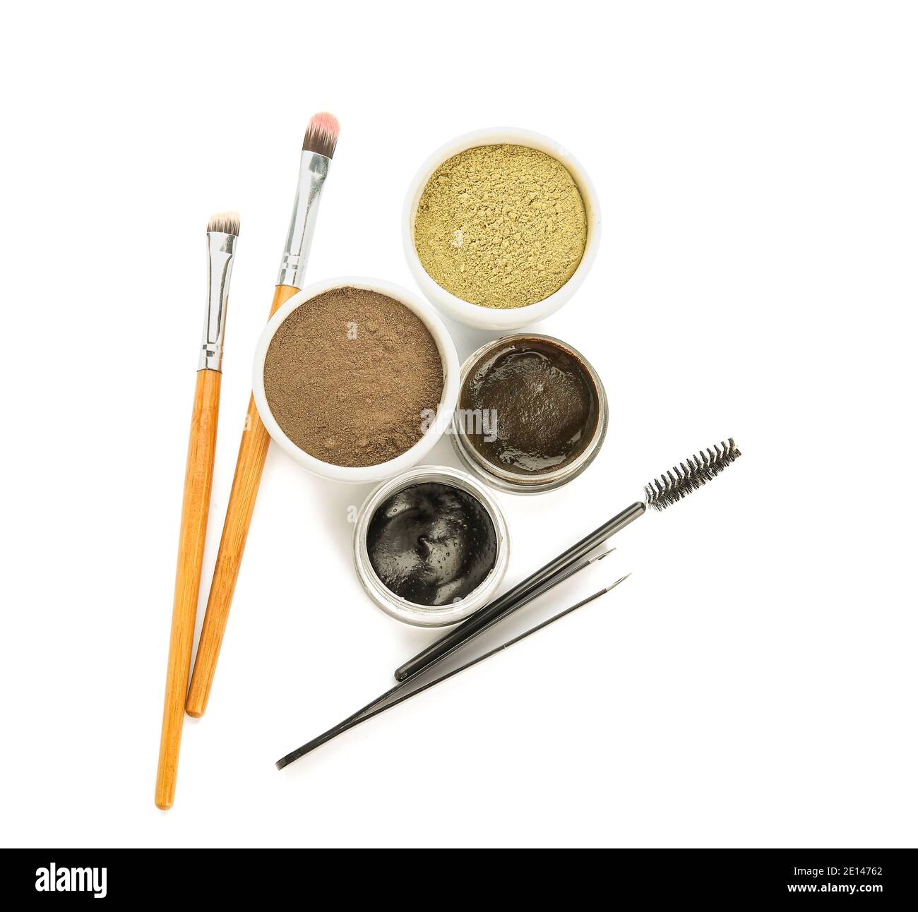 Natural henna and tools on white background Stock Photo - Alamy