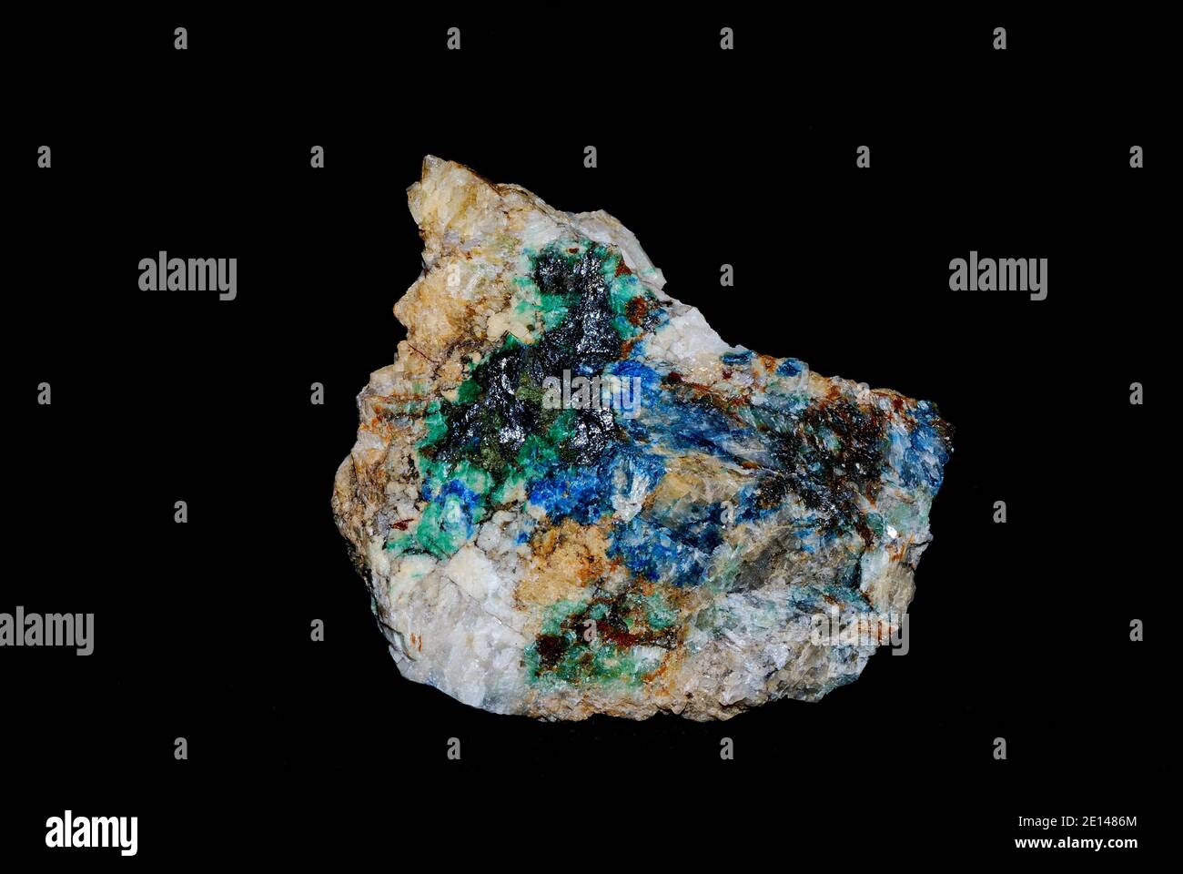 minerals with bright blue azurite with small black background Stock ...