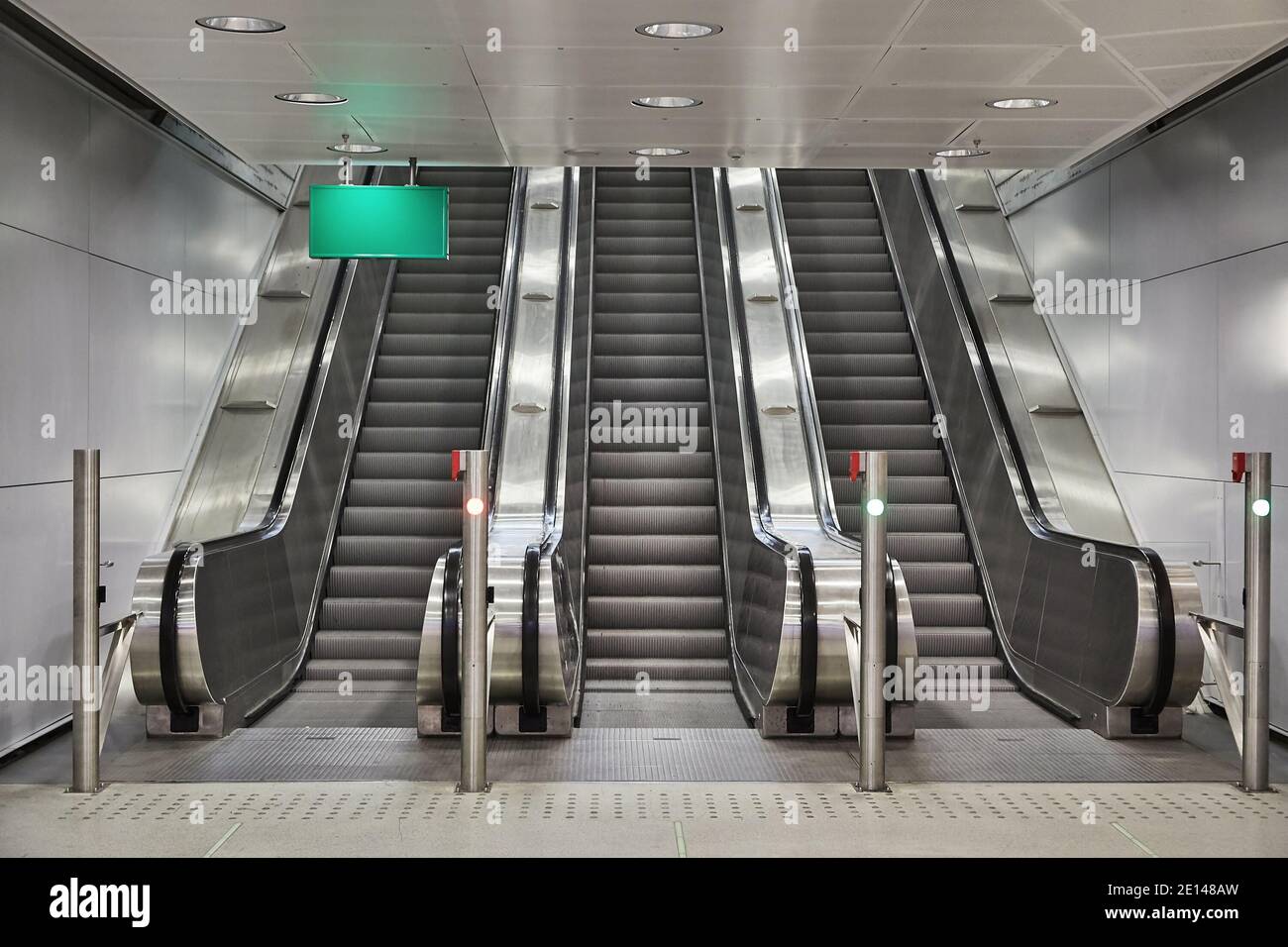 Escalator and stairs at a metro station Stock Photo - Alamy