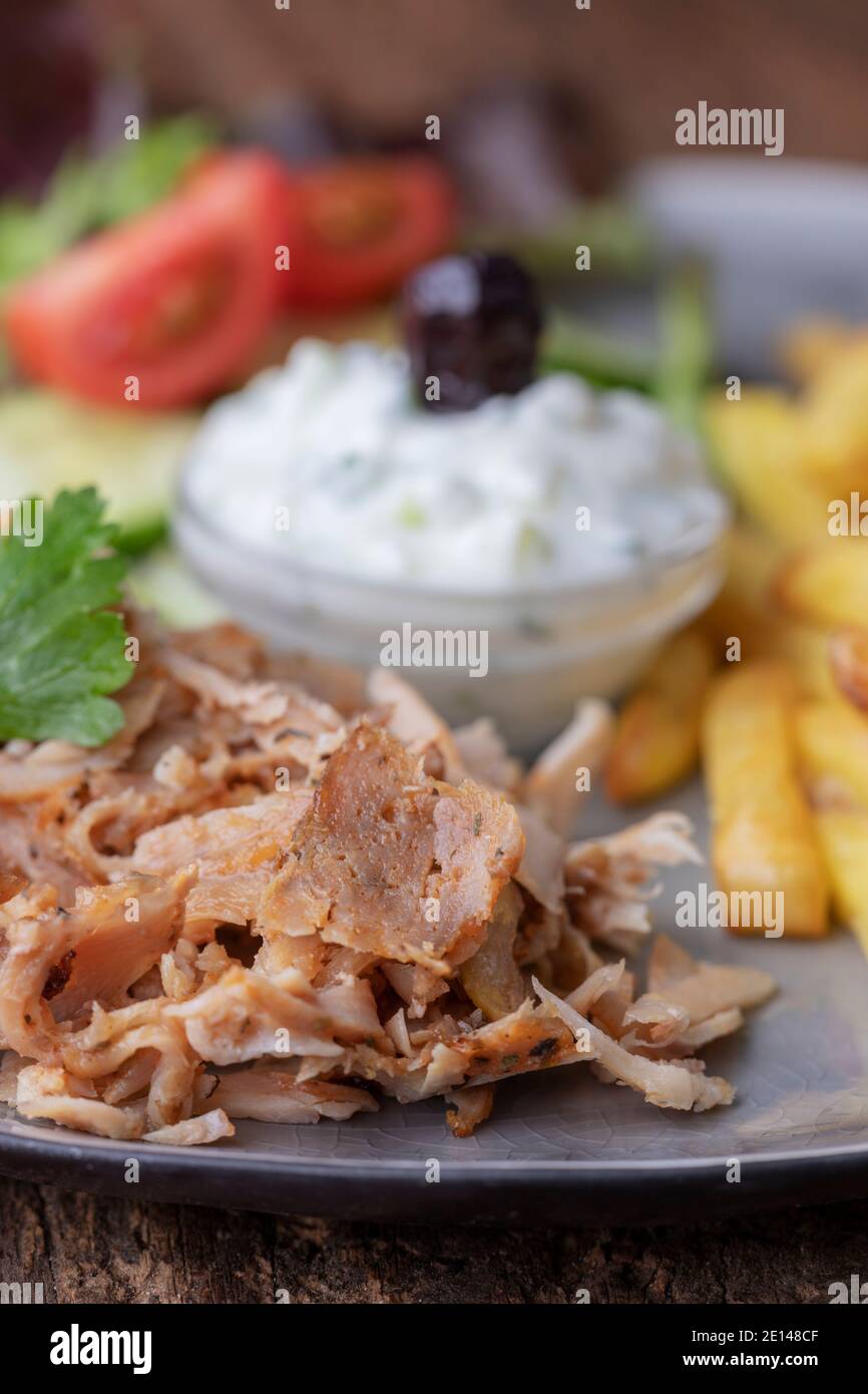 Greek gyros with tzaziki and fries hi-res stock photography and images ...