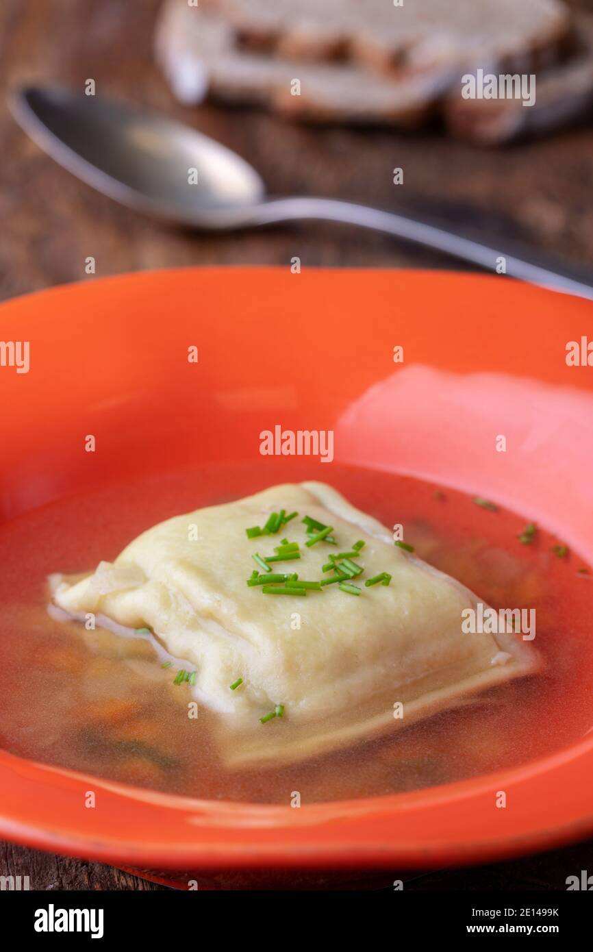 Soup with swabian pockets hi-res stock photography and images - Alamy