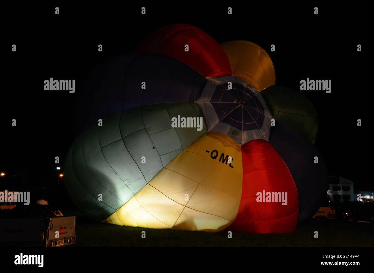 colorful big balloons inflate at night Stock Photo - Alamy