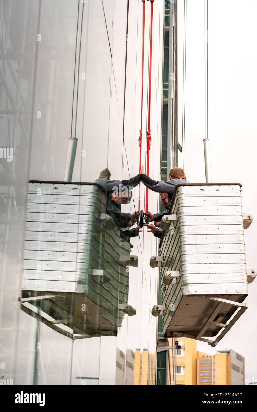 Craftsman And Building Cleaner At Work At An Office Building In Berlin ...