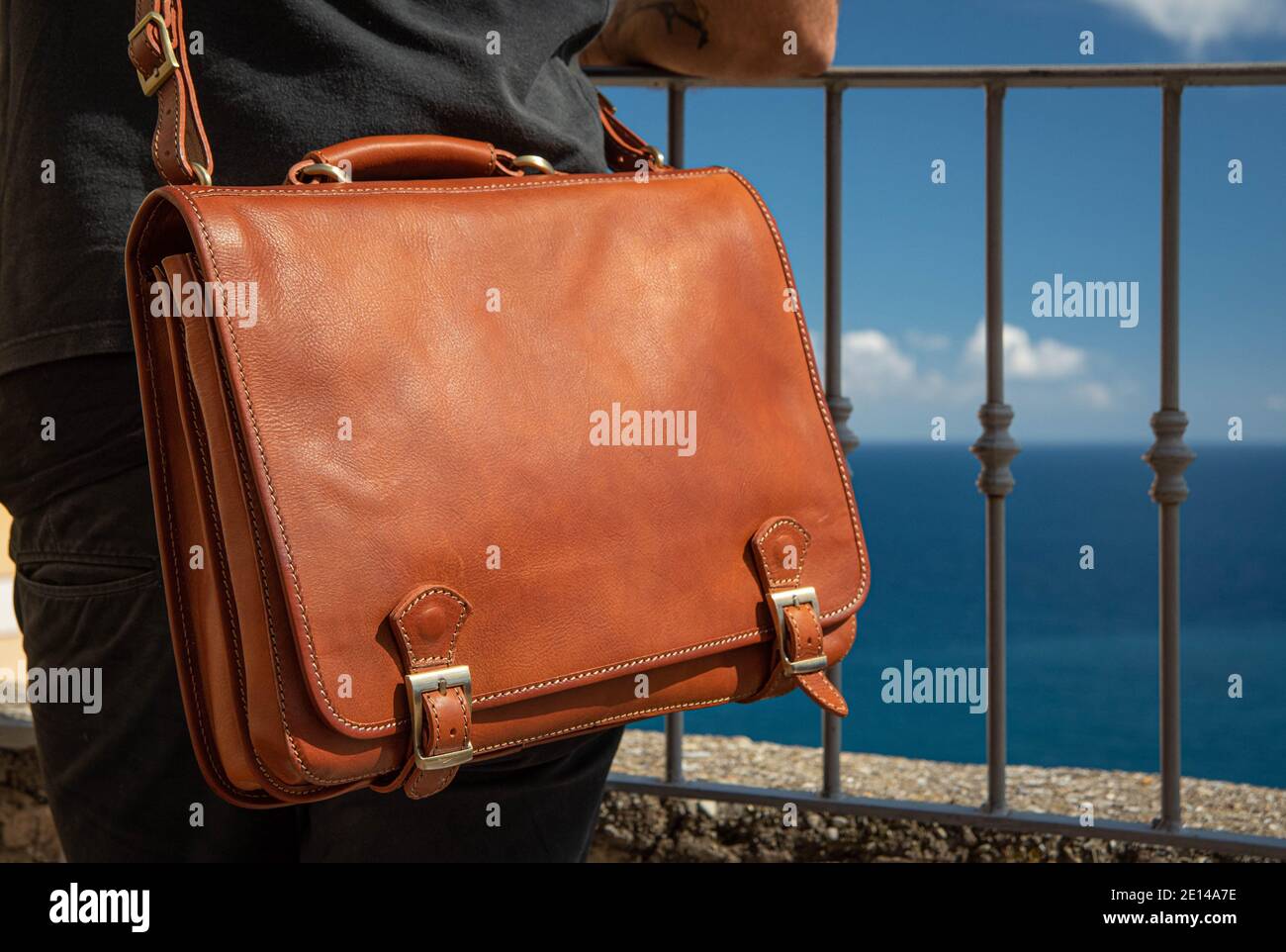Quality italian hand made leather bag for man Stock Photo - Alamy