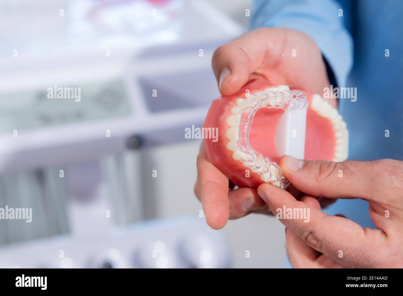 Invisible and removable aligners for teeth alignment Stock Photo - Alamy