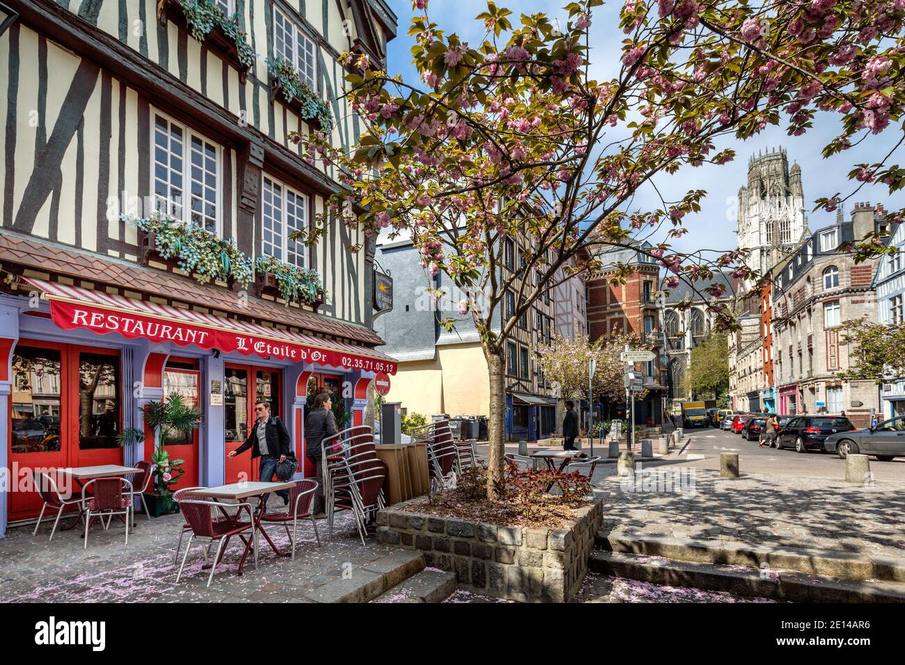 Rouen Normandy May 4th 2013 Traditional architecture and restaurant ...