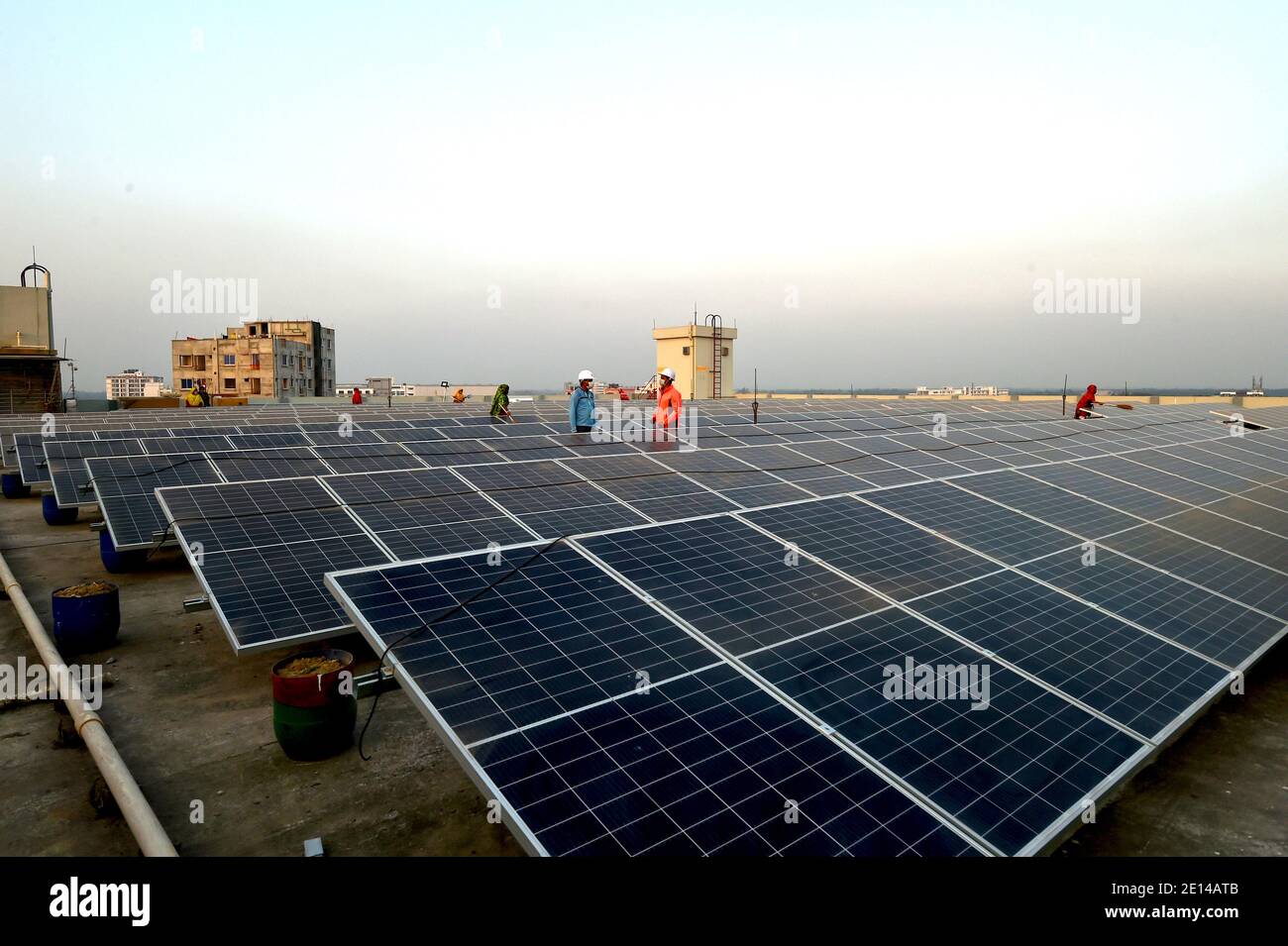 Gazipur. 4th Jan, 2021. Photo taken on Jan. 3, 2021 shows solar panels ...