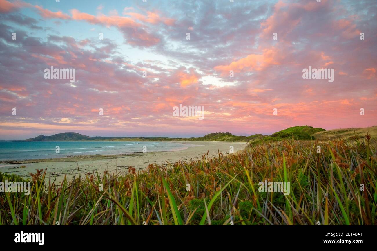 Amazing sunset in green point beach, Marrawah Stock Photo - Alamy