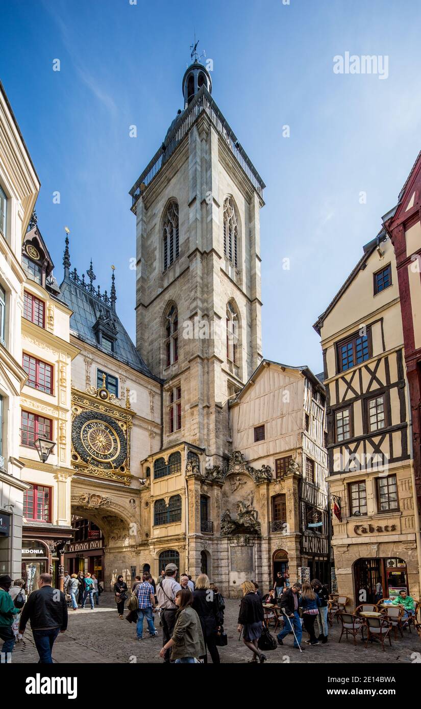 Rouen Normandy May 4th 2013 : The Gros Horloge clock and tower in Rouen ...