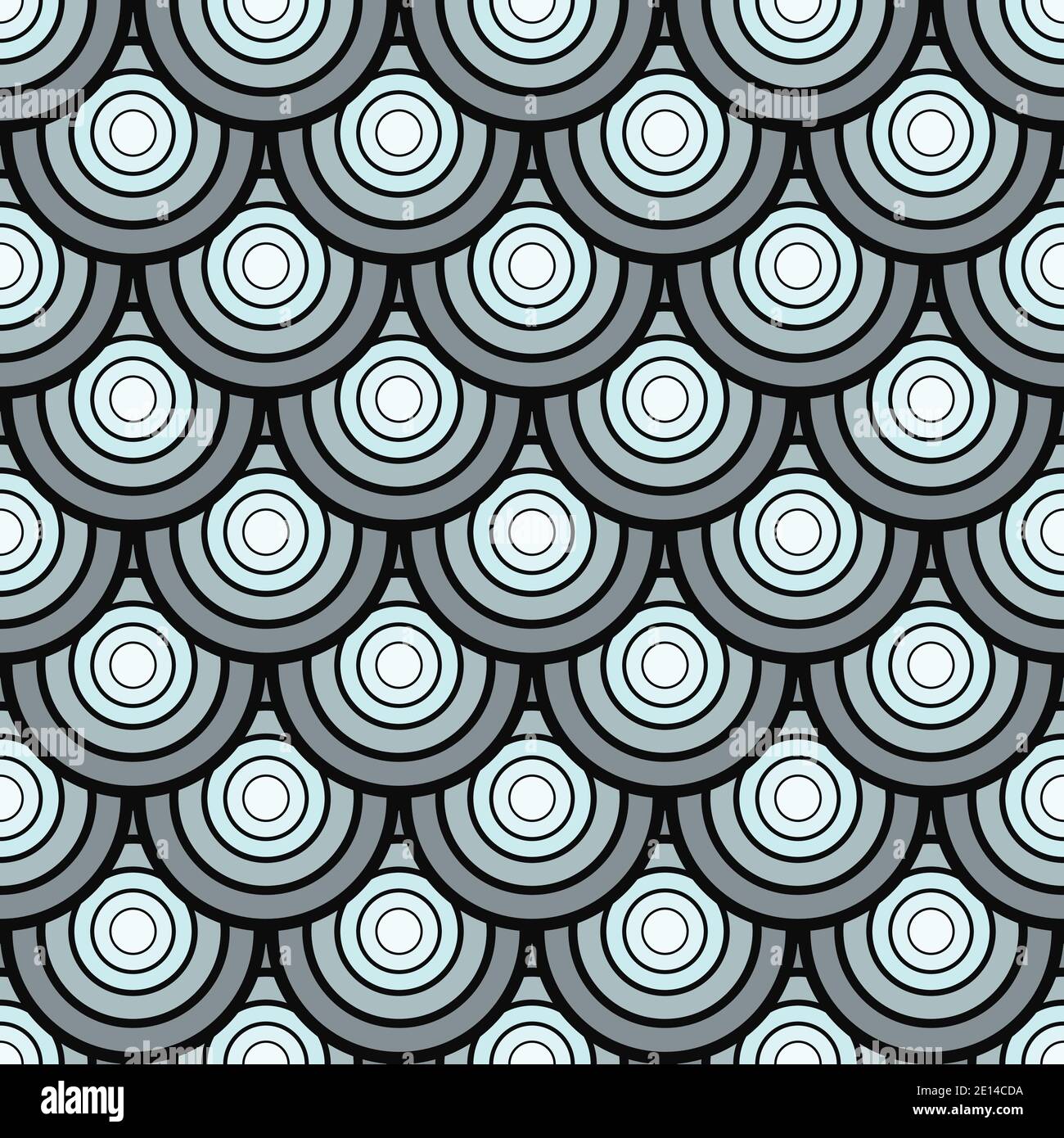 seamless vintage pattern of overlapping shells in art deco style. black ...