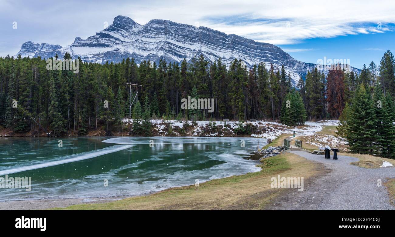 Johnson lake in canadian rockies hi-res stock photography and images ...
