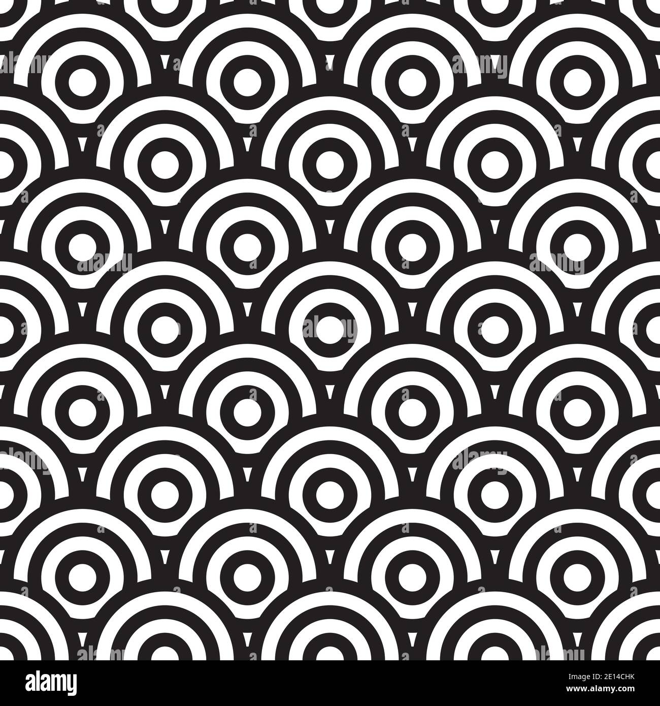 seamless vintage pattern of overlapping shells in art deco style. black ...