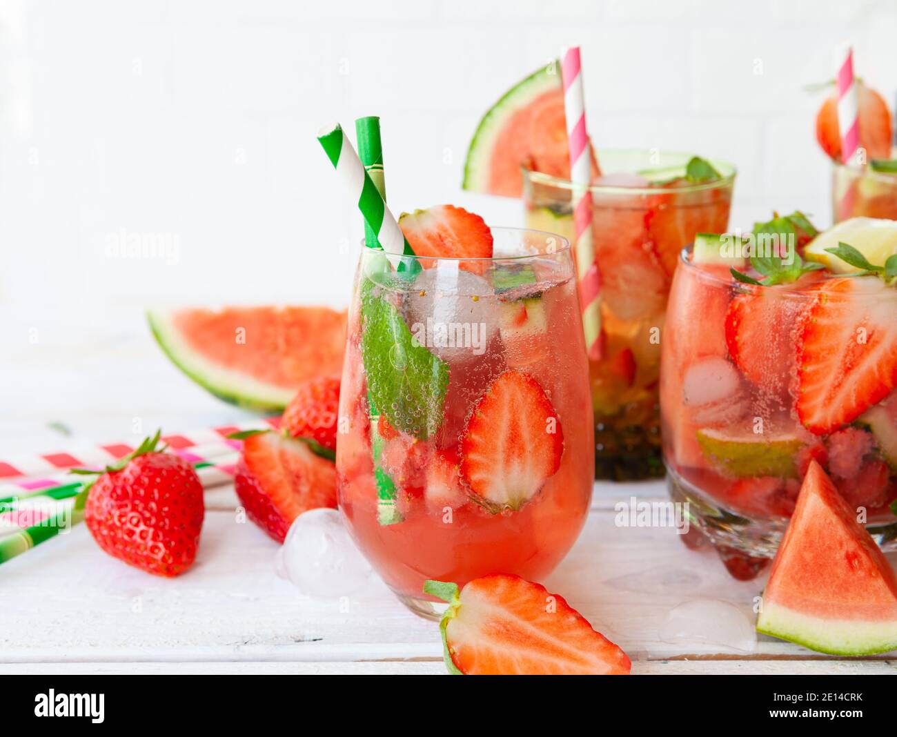 Strawberry And Water Melon Infused Water / Lemonade Stock Photo - Alamy