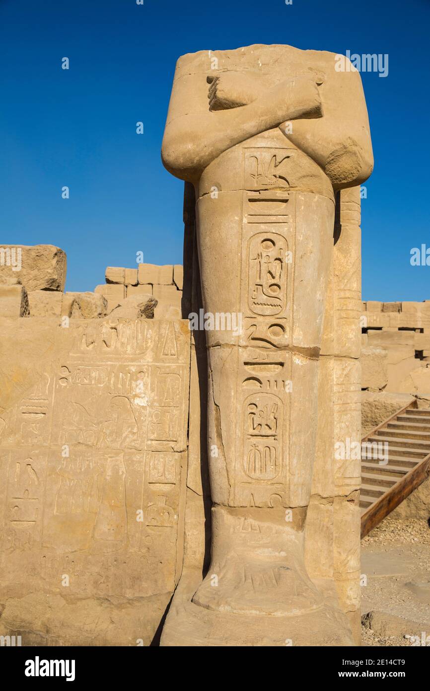 Egypt, Luxor, Karnak Temple, Colossi in Temple of Amun Stock Photo - Alamy