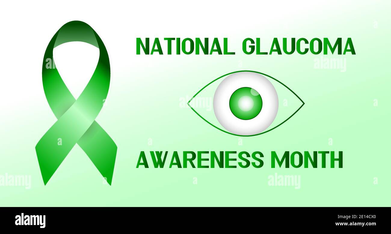 Glaucoma Awareness Month is celebrated in USA in January. Green ribbon ...
