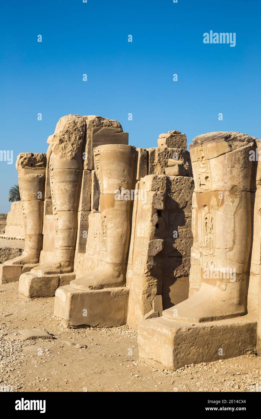 Egypt, Luxor, Karnak Temple, Colossi in Temple of Amun Stock Photo - Alamy