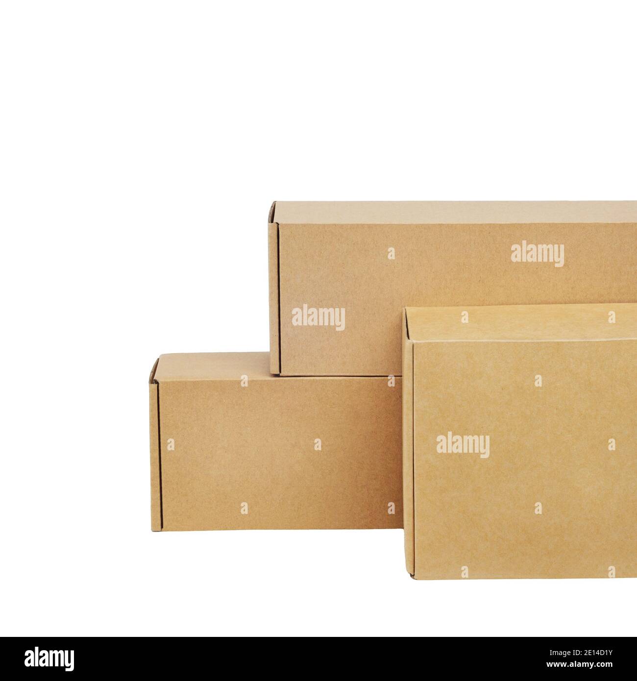 Cardboard boxes for goods on a white background. Different size ...
