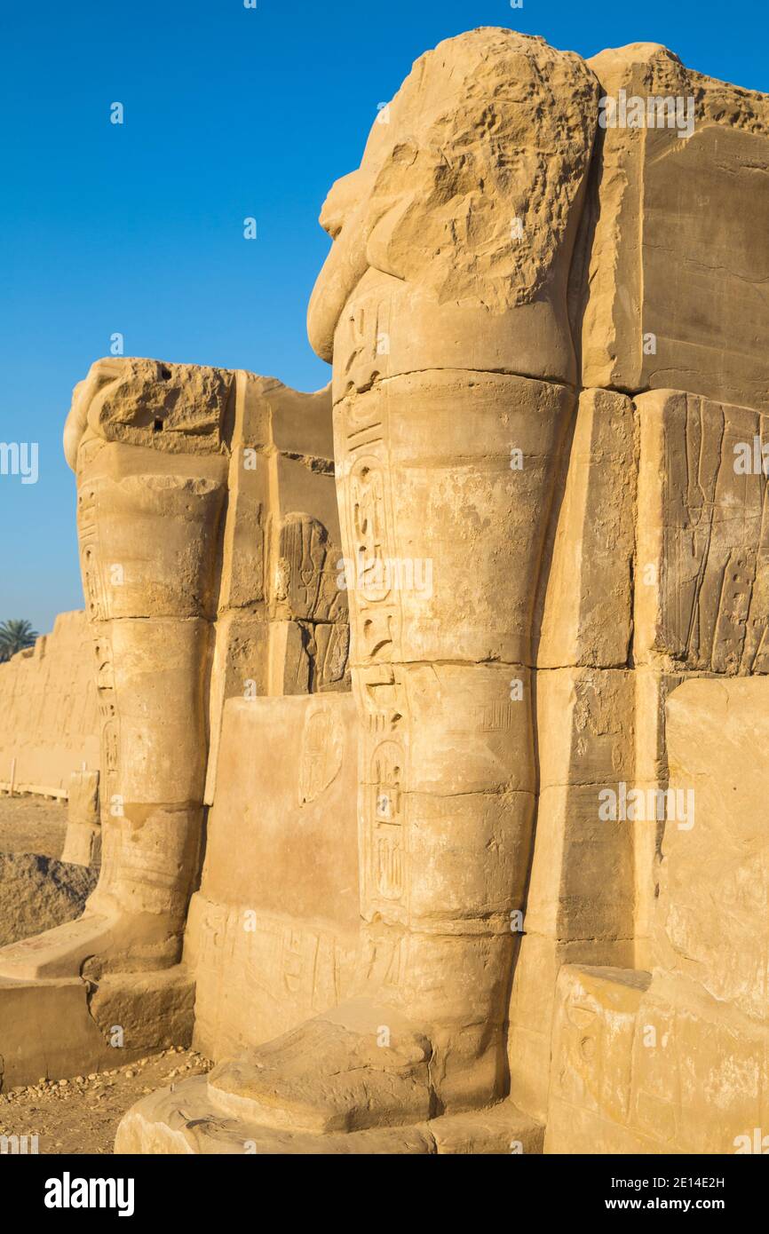 Egypt, Luxor, Karnak Temple, Colossi in Temple of Amun Stock Photo - Alamy