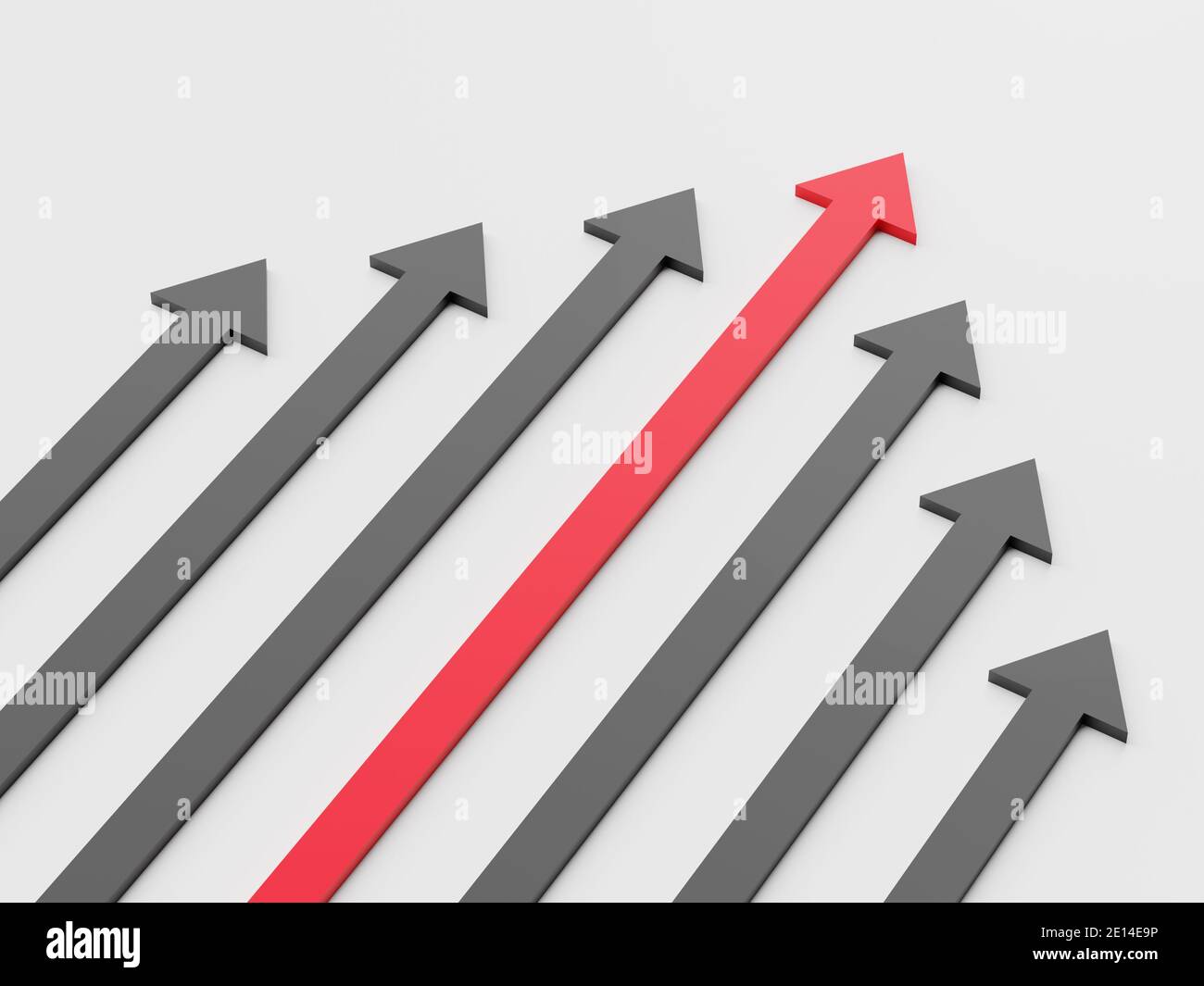 Leadership concept. One red leader arrow leading team forward. 3d ...