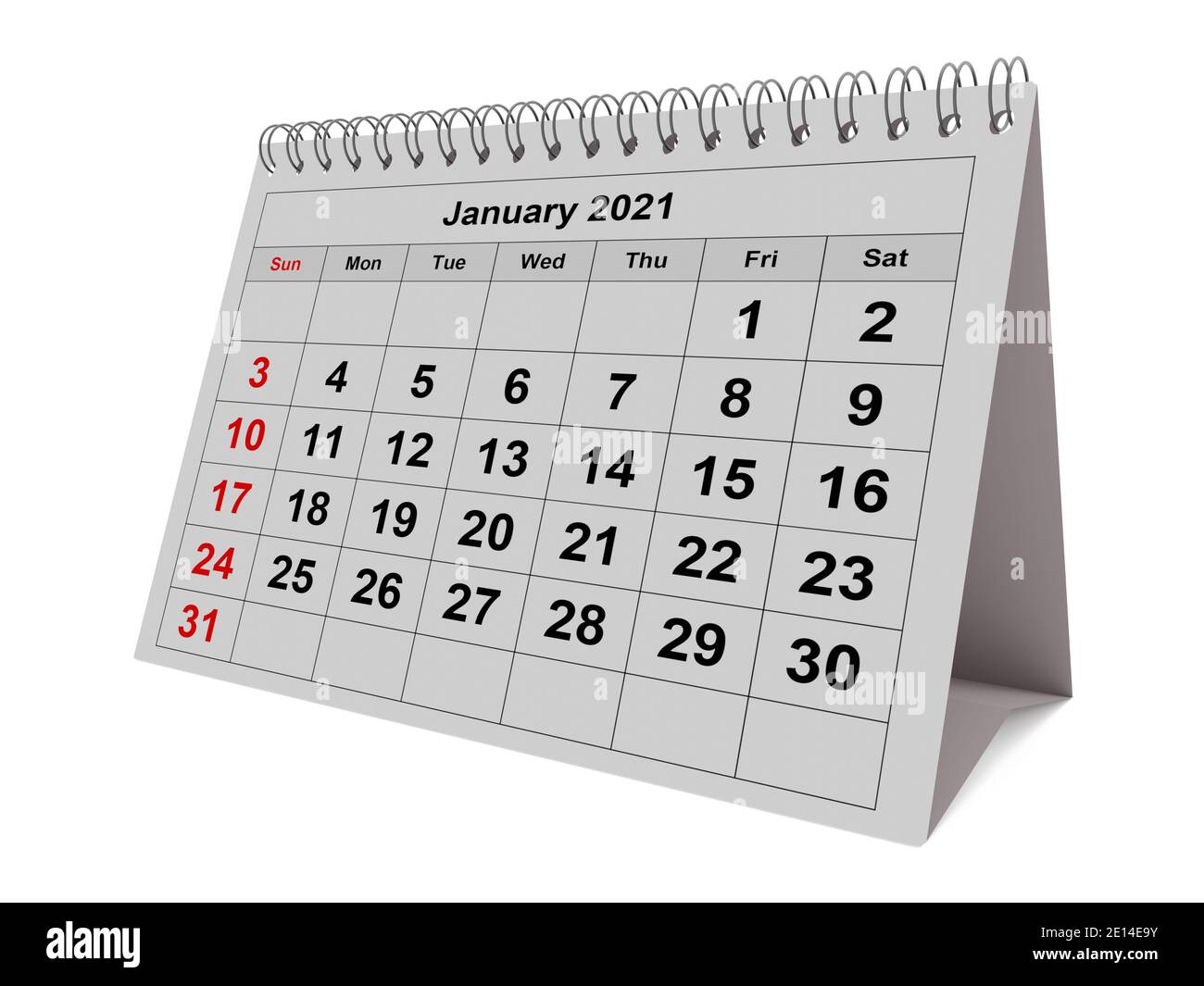 One page of the annual monthly calendar - month January 2021 Stock ...