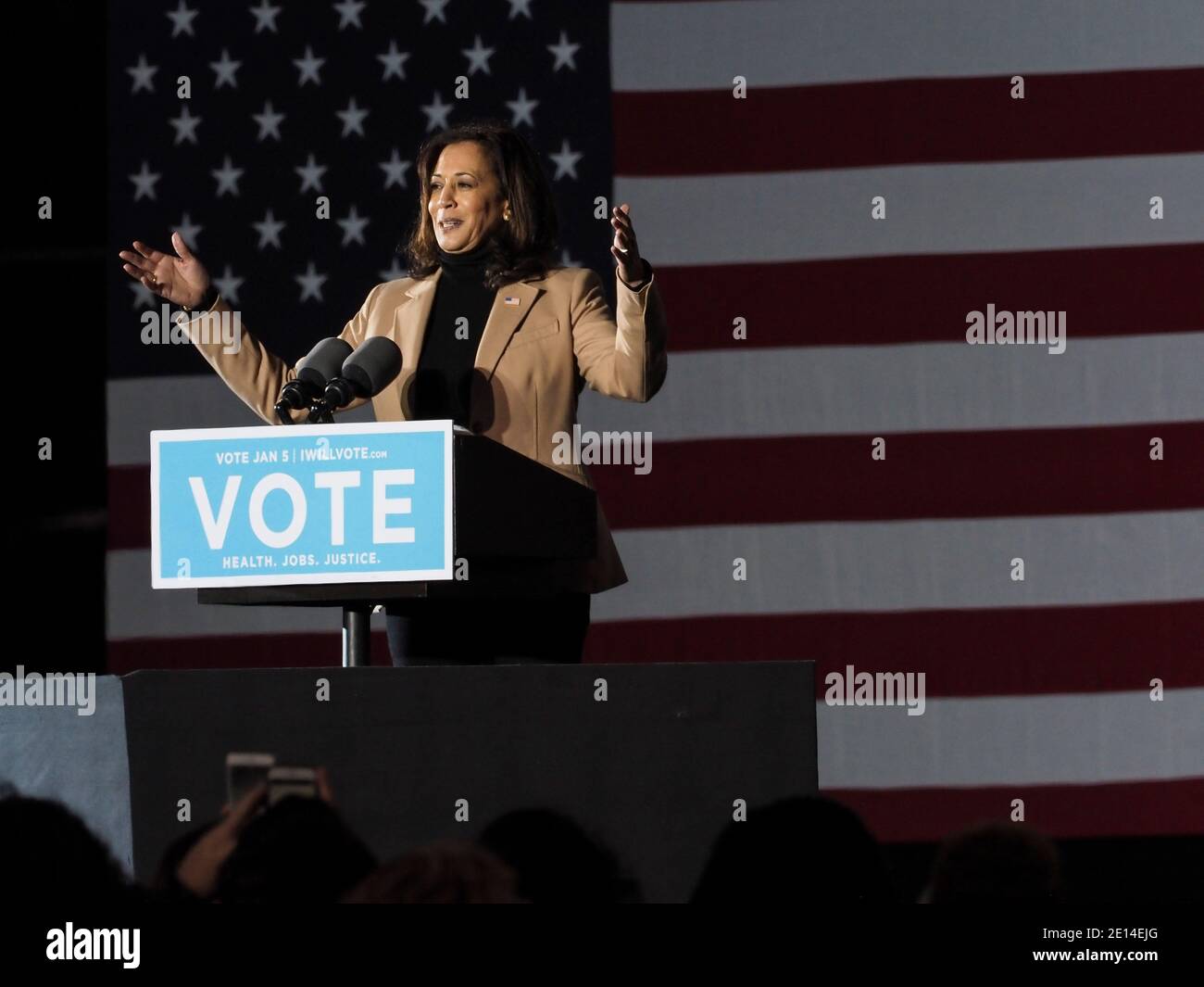 Savannah, Georgia, USA. 3rd Jan, 2021. VP-elect Kamala Harris urges ...